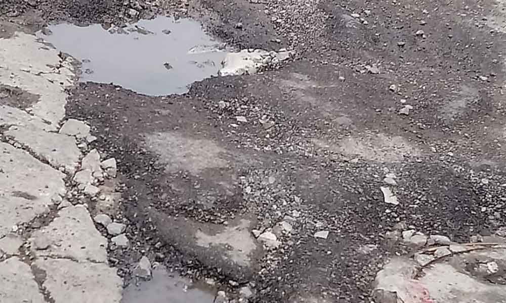 Water logging on badly laid roads at Yousufguda