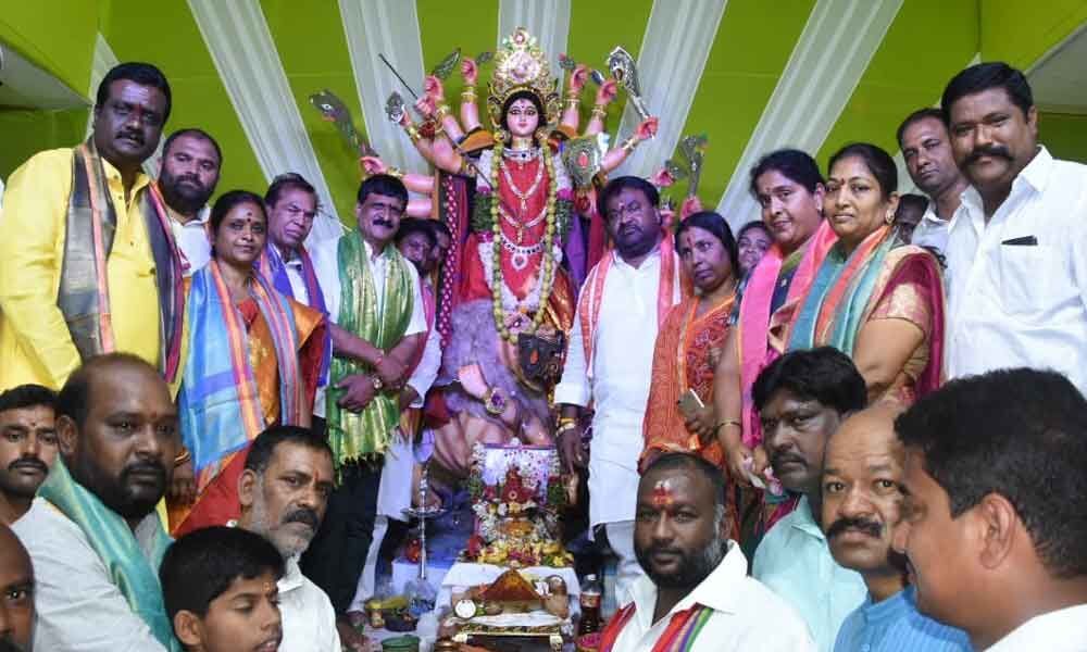 MLA Mainampally Hanumantha Rao performs Navaratri puja