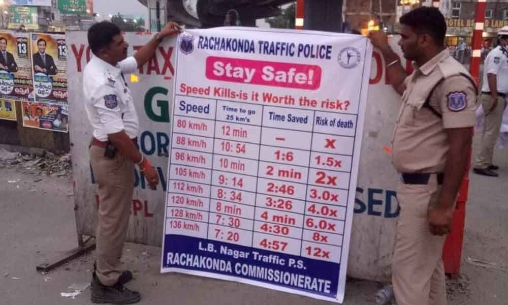 Rachakonda traffic police release road awareness poster