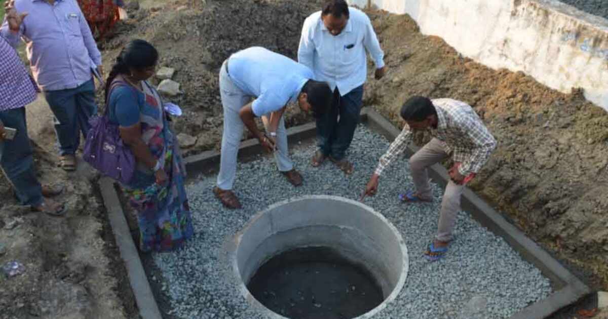 ITDA PO inspects the construction of soak pits in Kothagudem