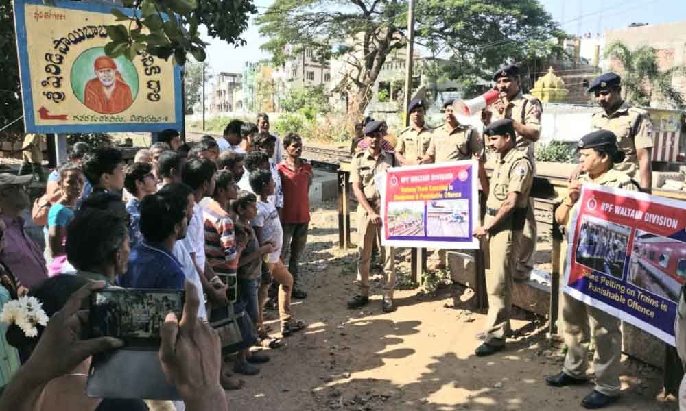 Visakhapatnam: Awareness drive on railway crossing held by Railway ...