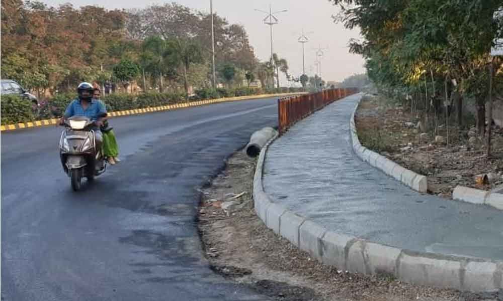 Hyderabad: Footpath works in Moosapet finally resume after 2-year gap