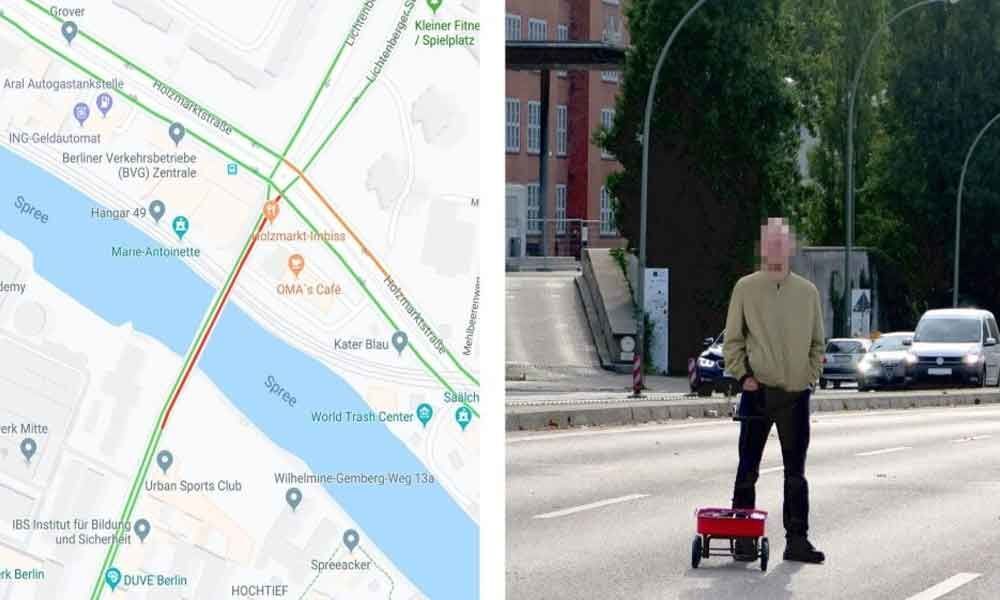 Man caused virtual traffic jam on Google Maps with with 99 phones