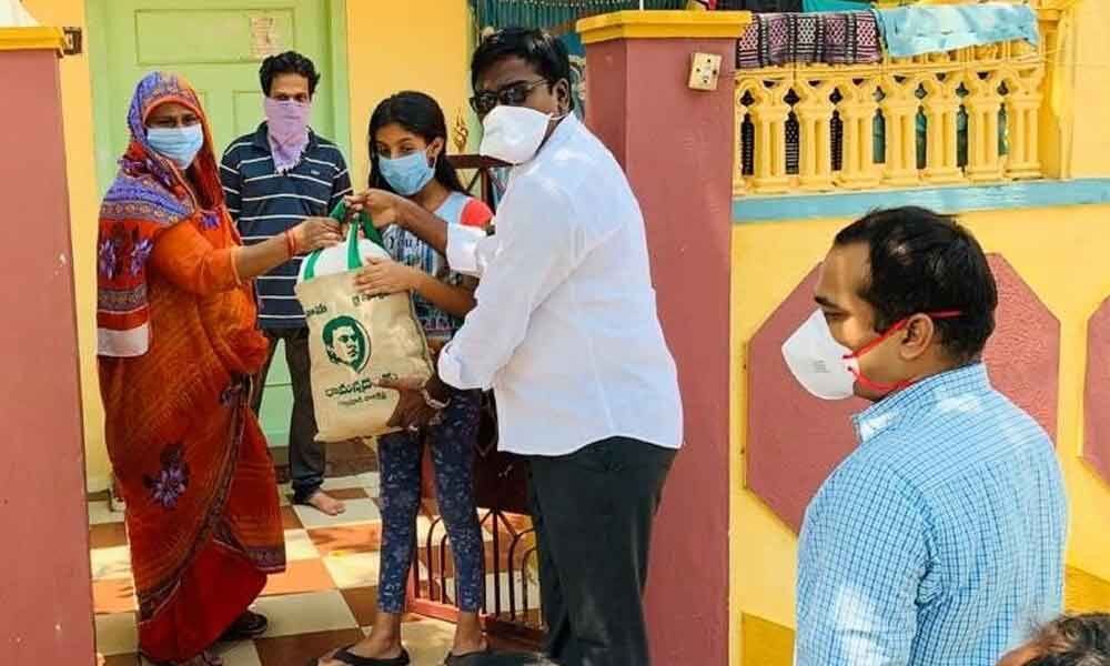 Khammam: Minister Puvvada Ajay Kumar provides essential commodities to ...