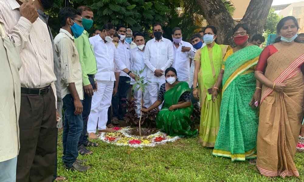 MLA Bethi Subhash Reddy takes part in Haritha Haram at Kapra