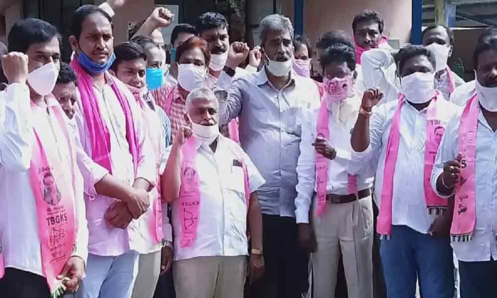 SCCL workers unions protest on Central Govt. decision