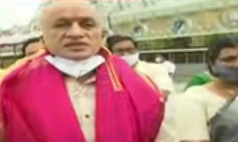 Vijay Sai Reddy prays Lord Venkateswara for people happiness