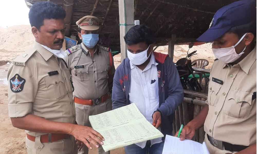 Addl SP Karimulla Sharif inspects sand ramps in West Godavari district