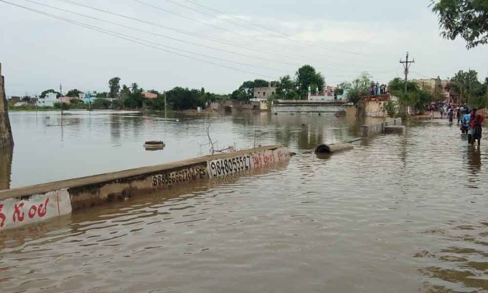 Penna River in spate in Nellore