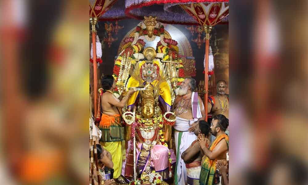 Tirupati: Goddess rides on Garuda Vahanam