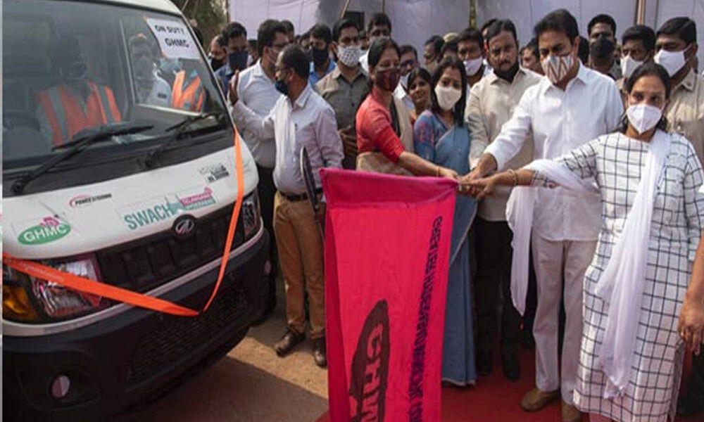 Swachh auto tipper vehicles flagged off in Hyderabad