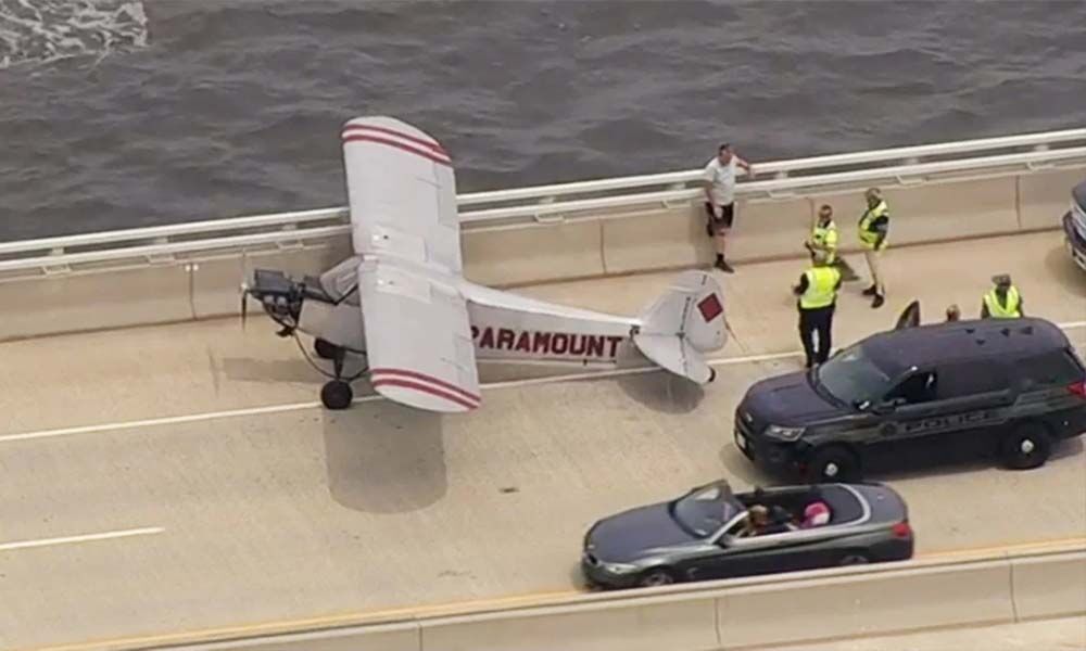 An 18-Year-Old Pilot Lands A Banner Plane On A US Bridge