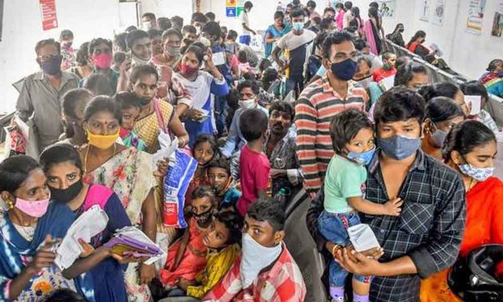 Heavy rush for e-KYC at Aadhaar centres