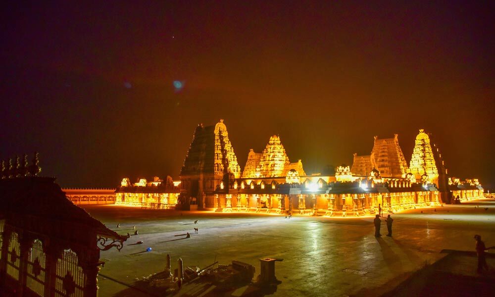 Works at a fast clip at Yadadri temple