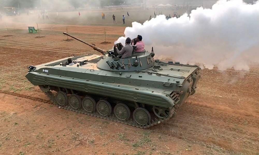 War weapons showcased at Medak Ordnance Factory