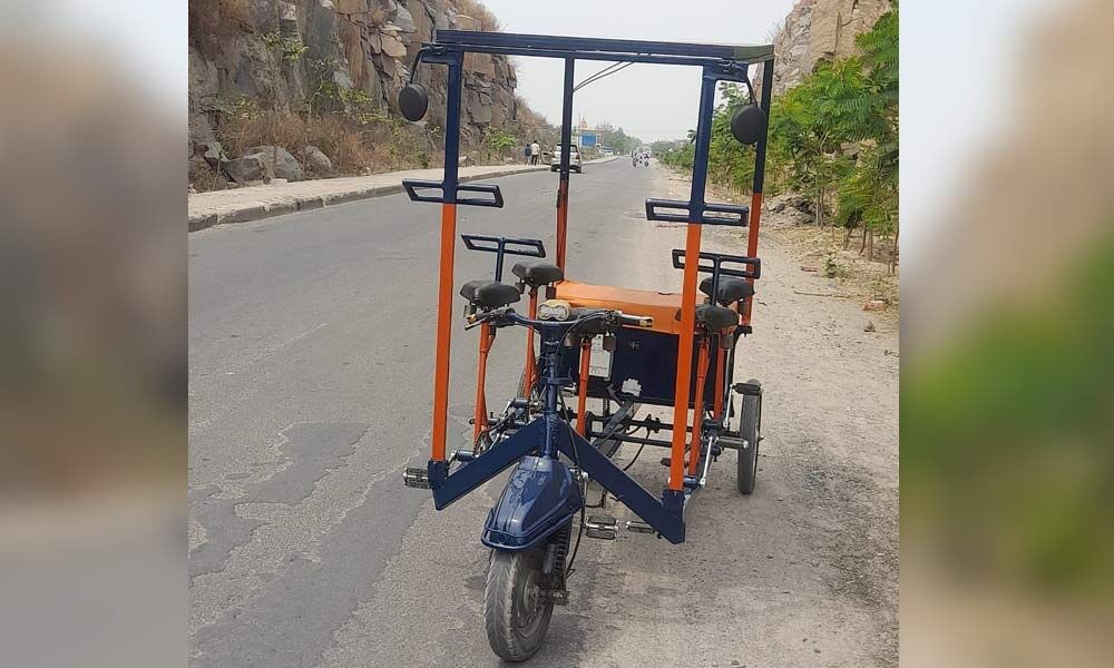 Hyderabad: Techie develops solar-powered pedal taxi