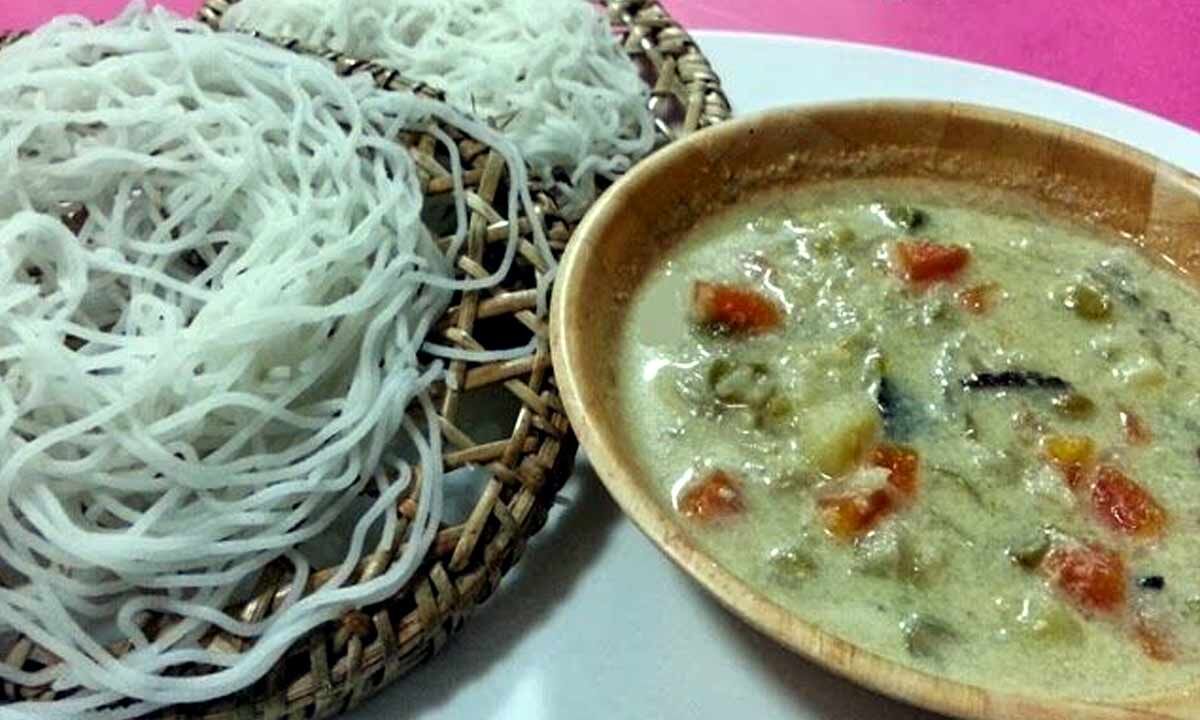 Learn to prepare idiyappam, a rice noodle and Kerala style Vegetable ...