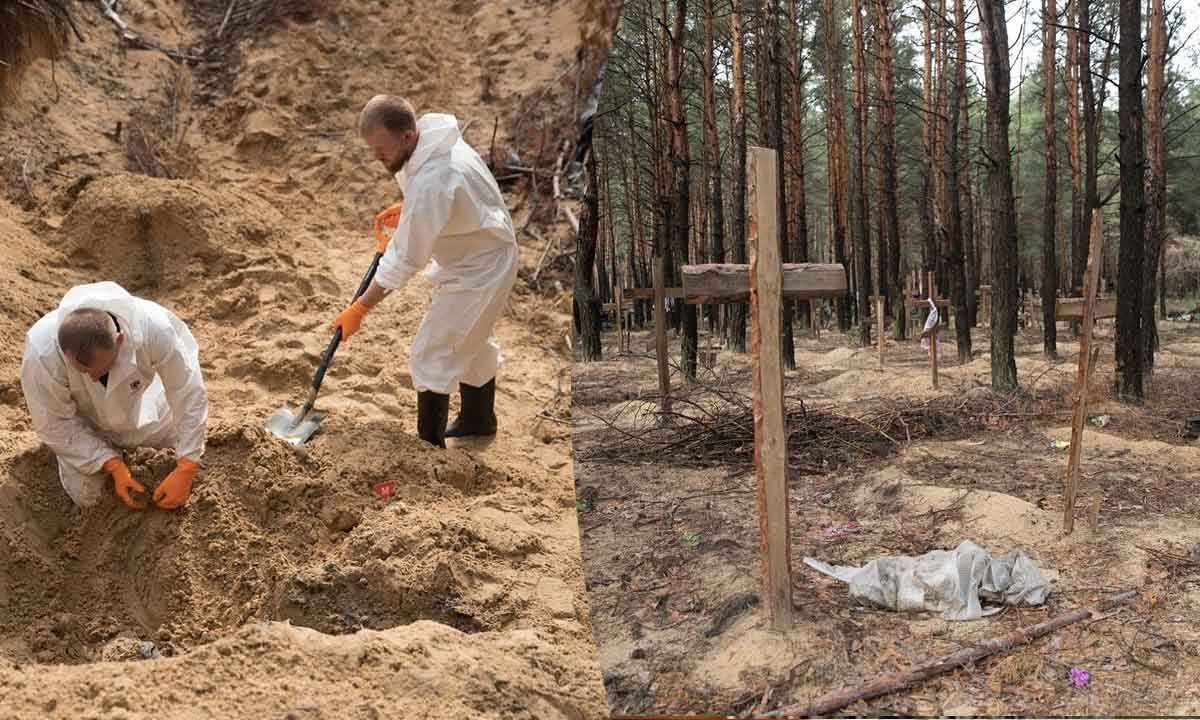 Bodies exhumed from forest graves in Ukraine's Izyum