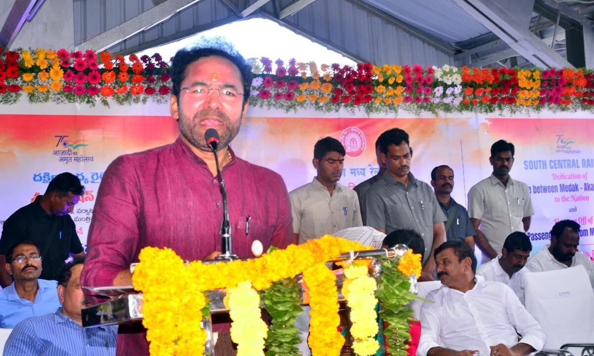 Kishan Reddy dedicates a new railway line between Medak - Akanapet to ...