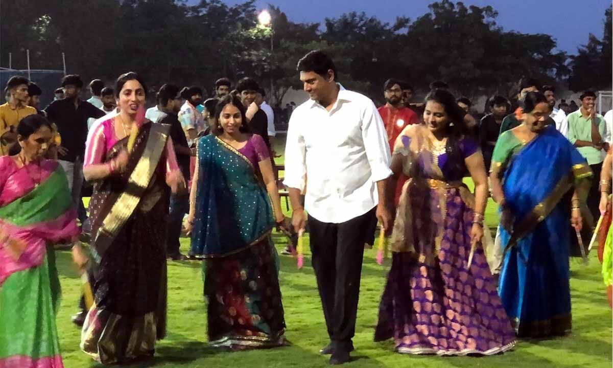 Bathukamma celebrations were held with pomp and gaiety at MLRIT