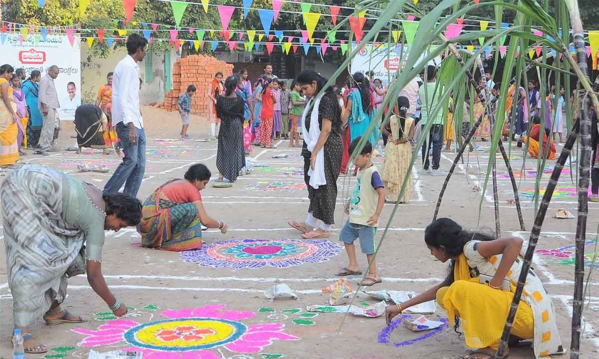 HMTV-The Hans India Rangoli Contest: Colourful rangolis herald ...