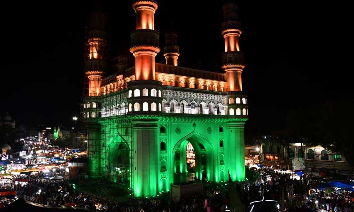 Hyderabad: Charminar lit with tri-colour
