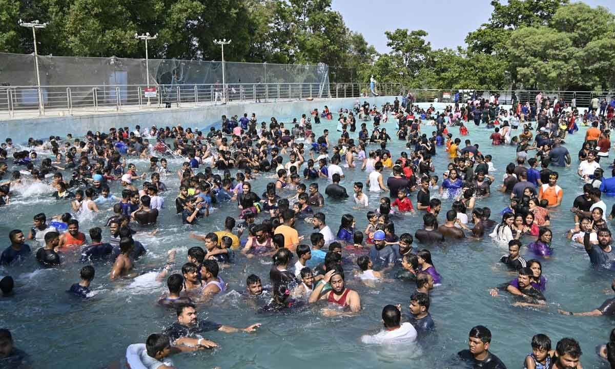 Hyderabad: Youth make a splash in pool to beat the heat