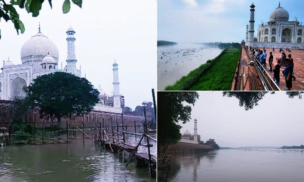 Historic Surge Of Yamuna River In Agra Reaches Taj Mahal's Boundaries
