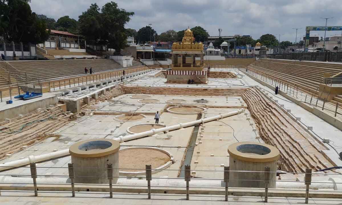 Pushkarini clearing works near completion