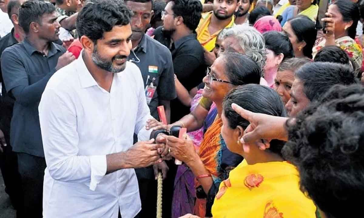 Nara Lokesh's Padayatra Continues in Narasapuram, Speaks With Various Sections of People