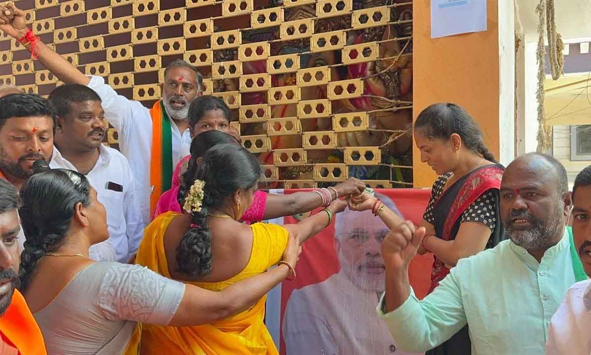 Women in Kothur celebrate introduction of quota Bill