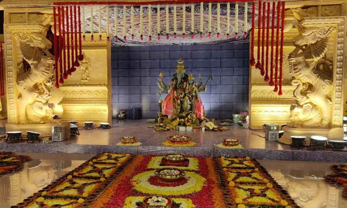 Take a look at the Ganesh celebrations at Aparna Sarovar Appartment in ...