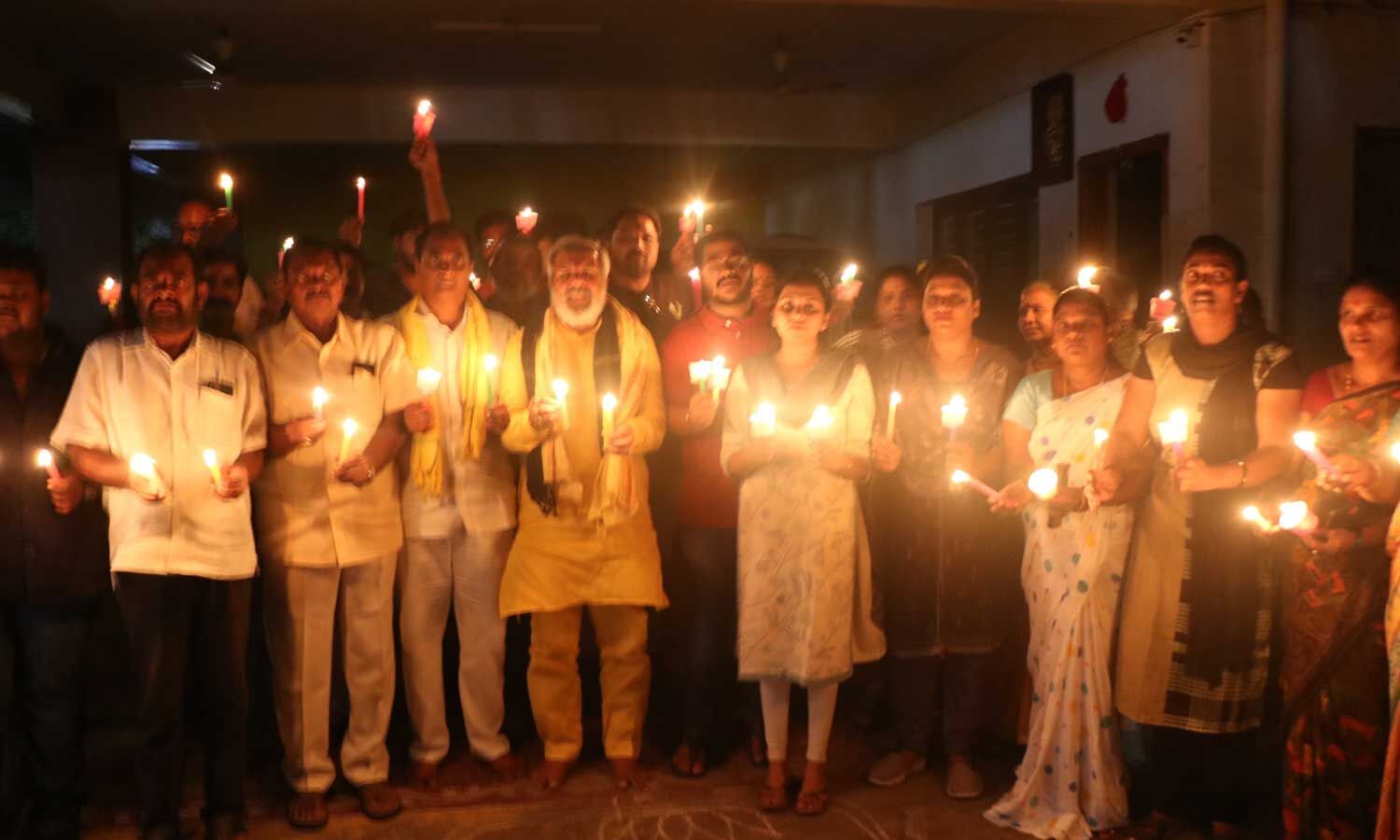 TDP leaders stage candlelight show in support of Naidu