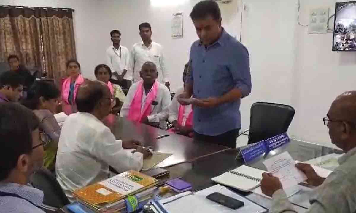 KTR files nominations at RDO office in Sircilla