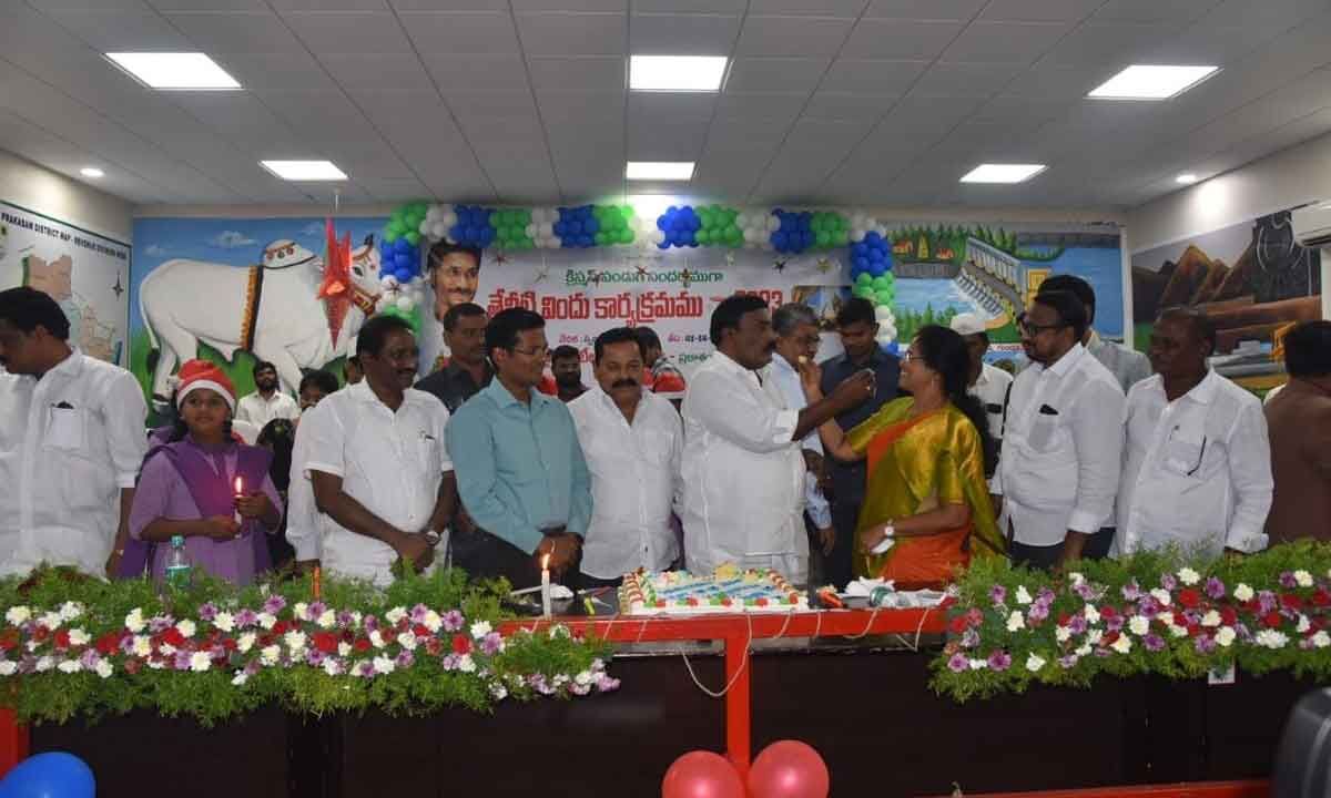 Minister Merugu Nagarjuna participates in Semi-Christmas celebration