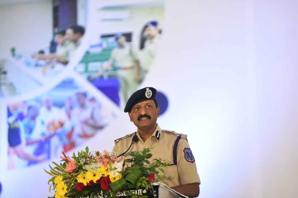 Rachakonda CP Sudheer Babu addressing during the Annual Press meet ...