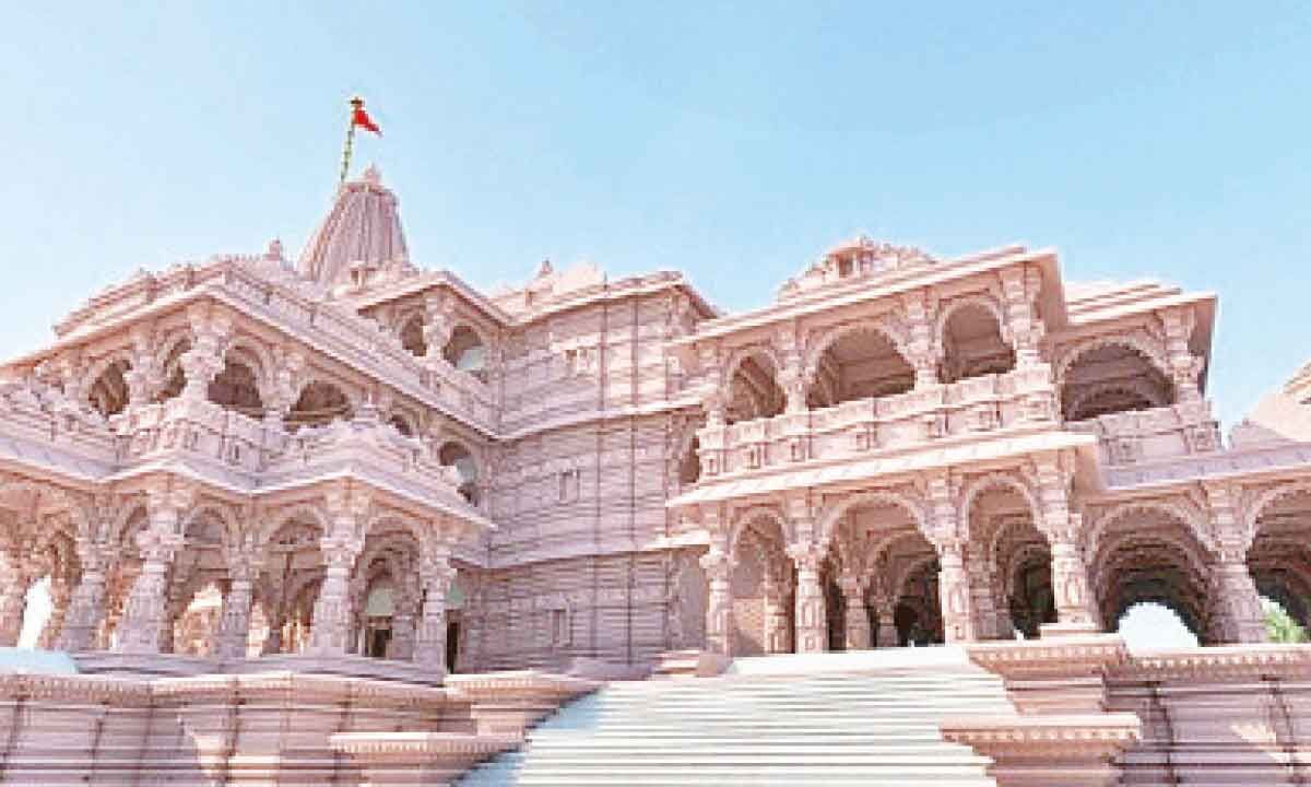 Students build replica of Ram temple with diyas