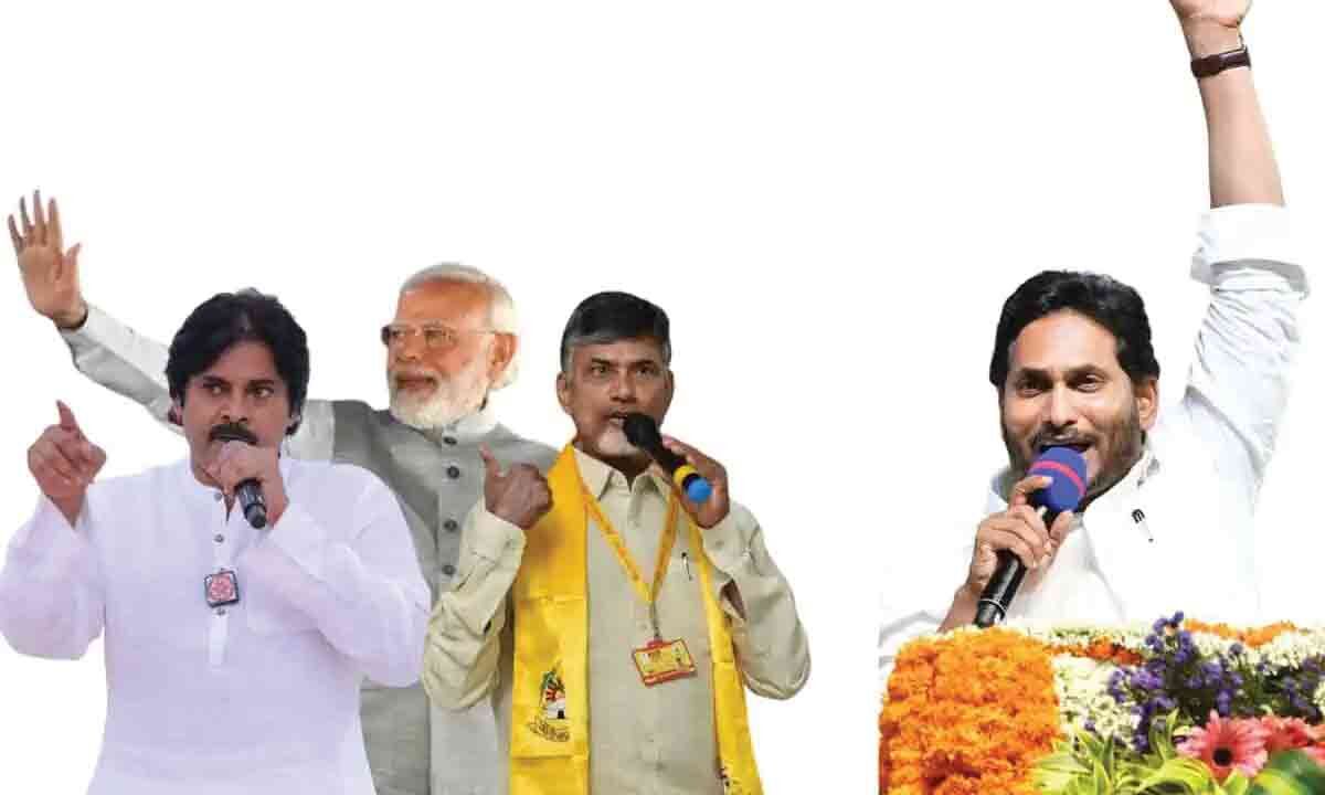 Amaravati: Stage set for fierce poll battle between YSRCP and TDP-JSP-BJP alliance