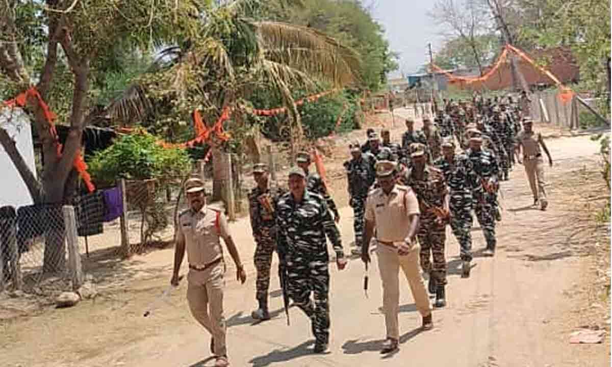 Flag March conducted with Central armed forces in Badvel
