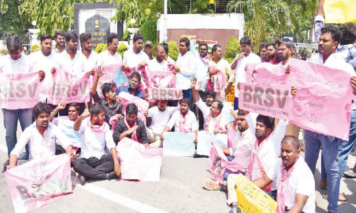 BRS student wing stages protest over NEET paper leak