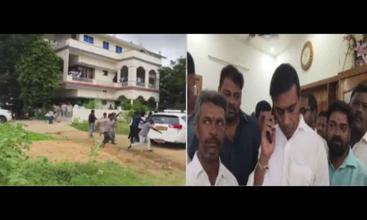 Tension Erupts in Punganur as TDP and YCP Cadres Clash at Former MP's House
