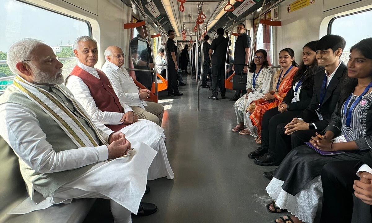 PM Modi travels in Ahmedabad Metro after inaugurating 2nd phase