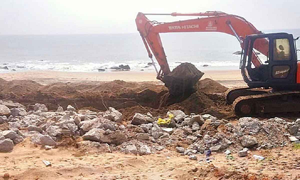 Illegal structure built by MP Vijayasai’s daughter demolished on Bheemli coast