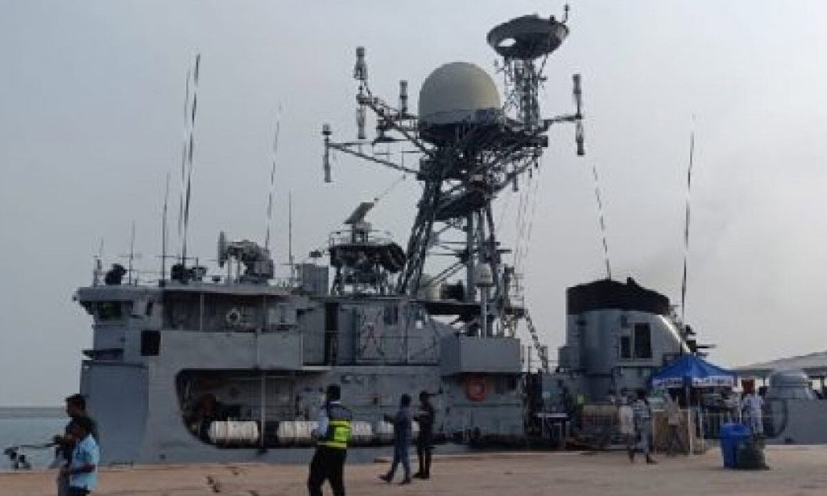 INS Kuthar makes maiden visit to Gopalpur Port