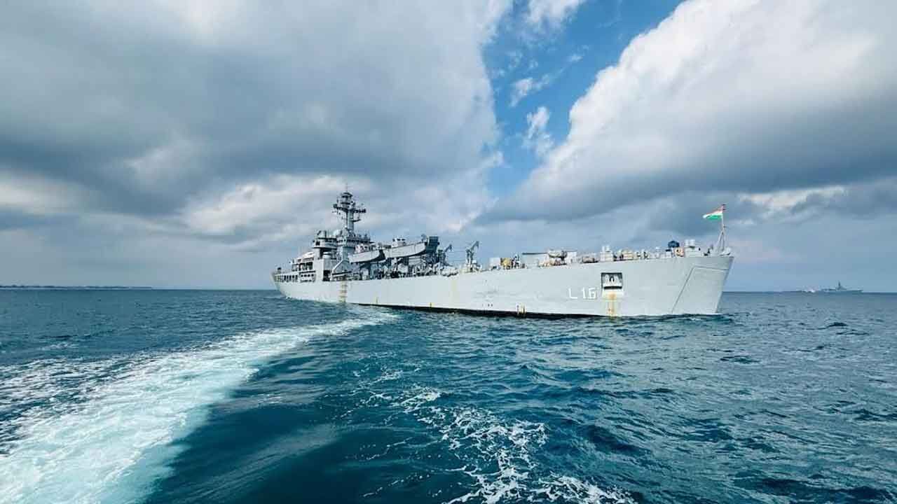 Indian Navy platforms arrive in Indonesia to take part in IFR 2025