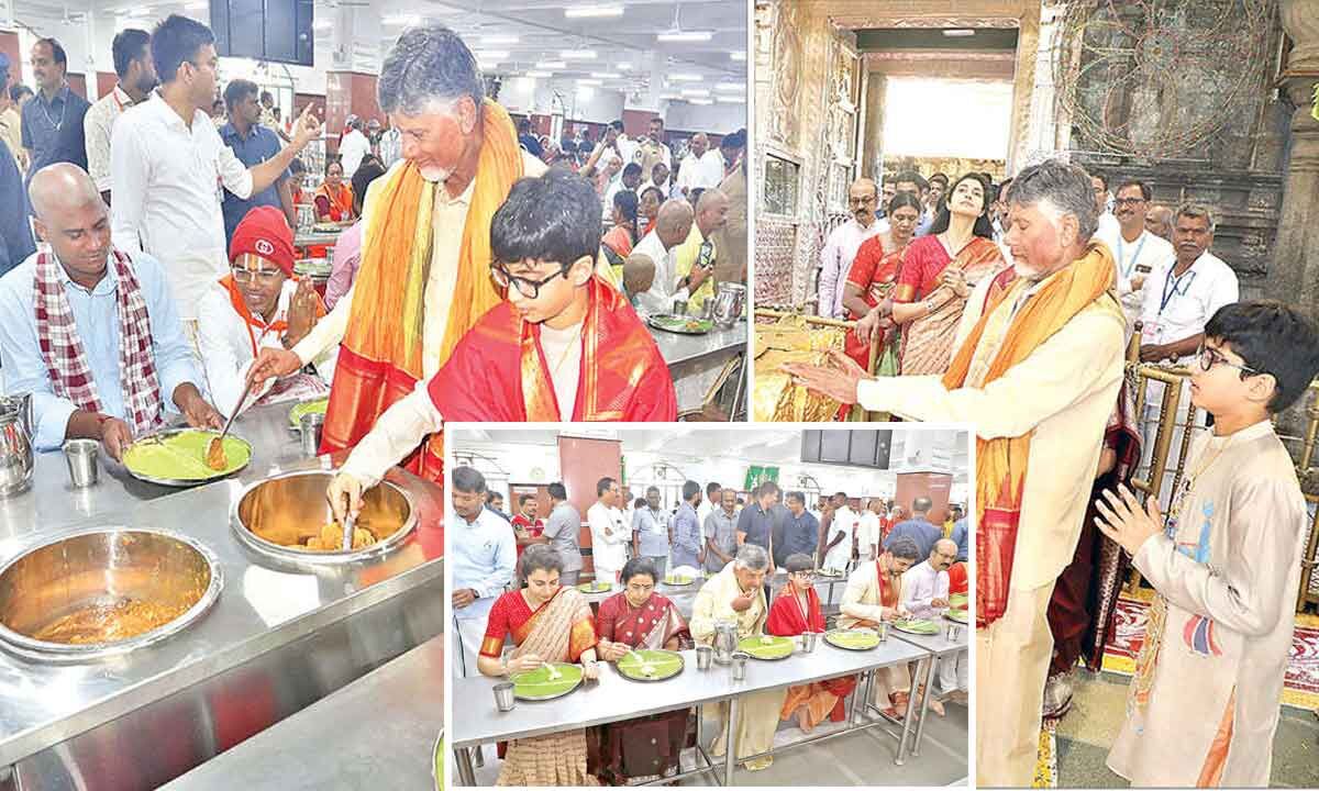 CM celebrates Devaansh’s birthday in Tirumala