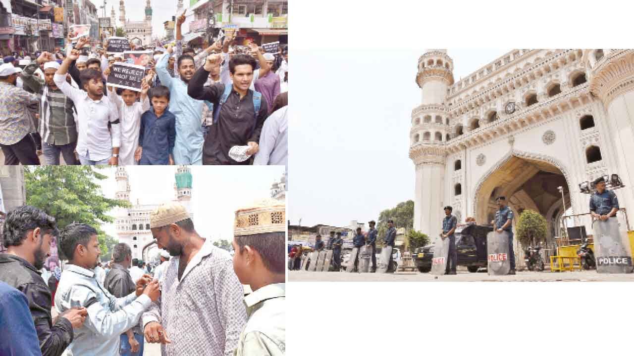 With placards & slogans, Muslims call for withdrawal of new Waqf Act