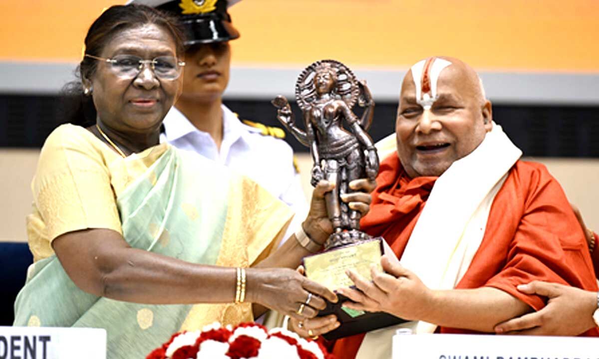 Prez Murmu confers 58th Jnanpith Award on Sanskrit scholar Jagadguru Rambhadracharya