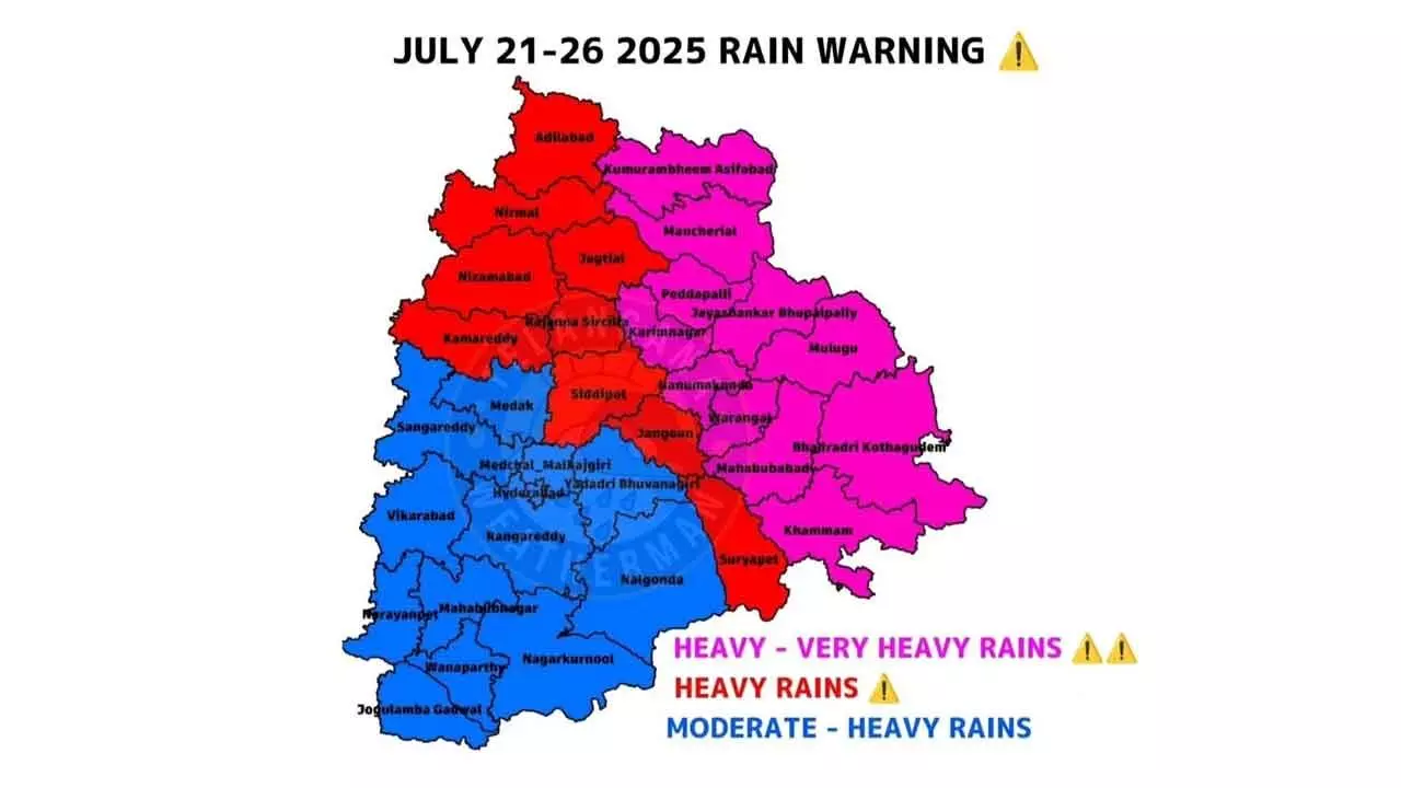 Heavy rain alert for Telangana