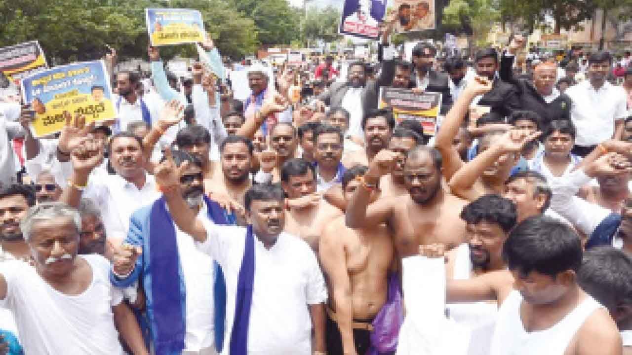 Madiga community stages statewide half-naked protest